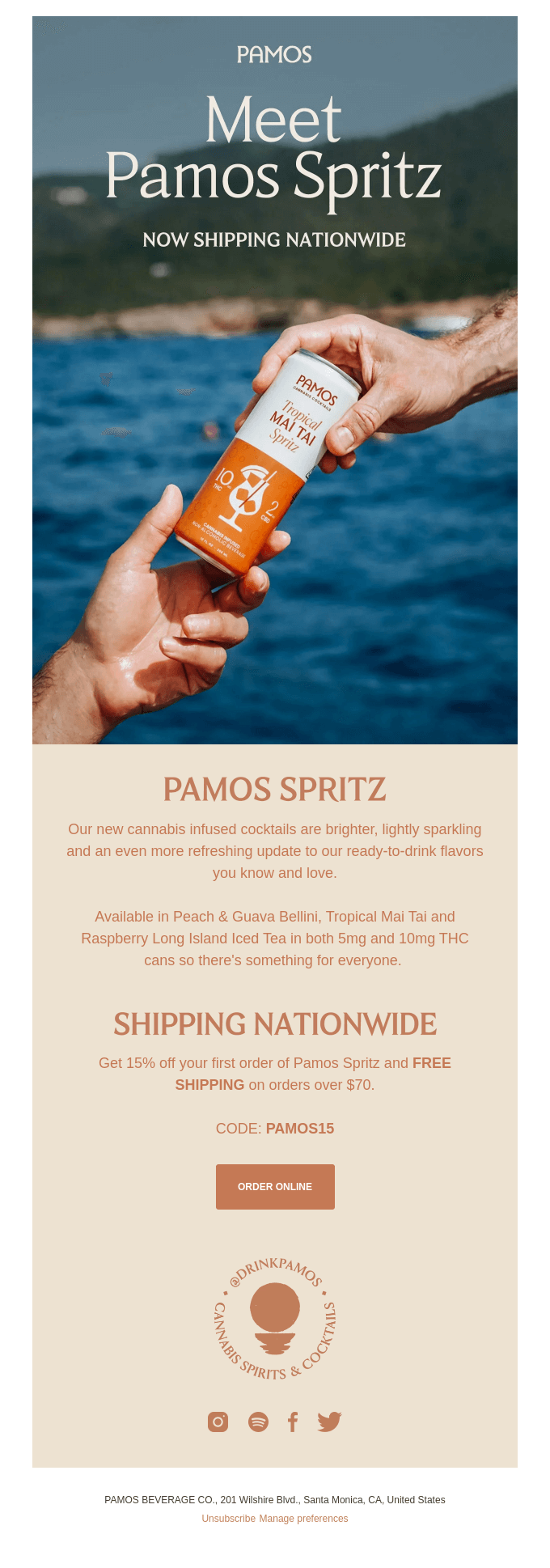 Pamos Cocktails Shipping Nationwide! from Pamos - Desktop Email View ...