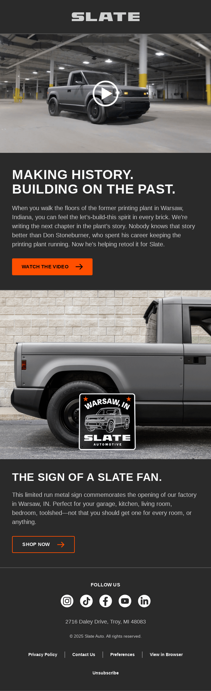 Peek inside Slate's factory in Warsaw, IN. from SLATE Auto - Desktop ...