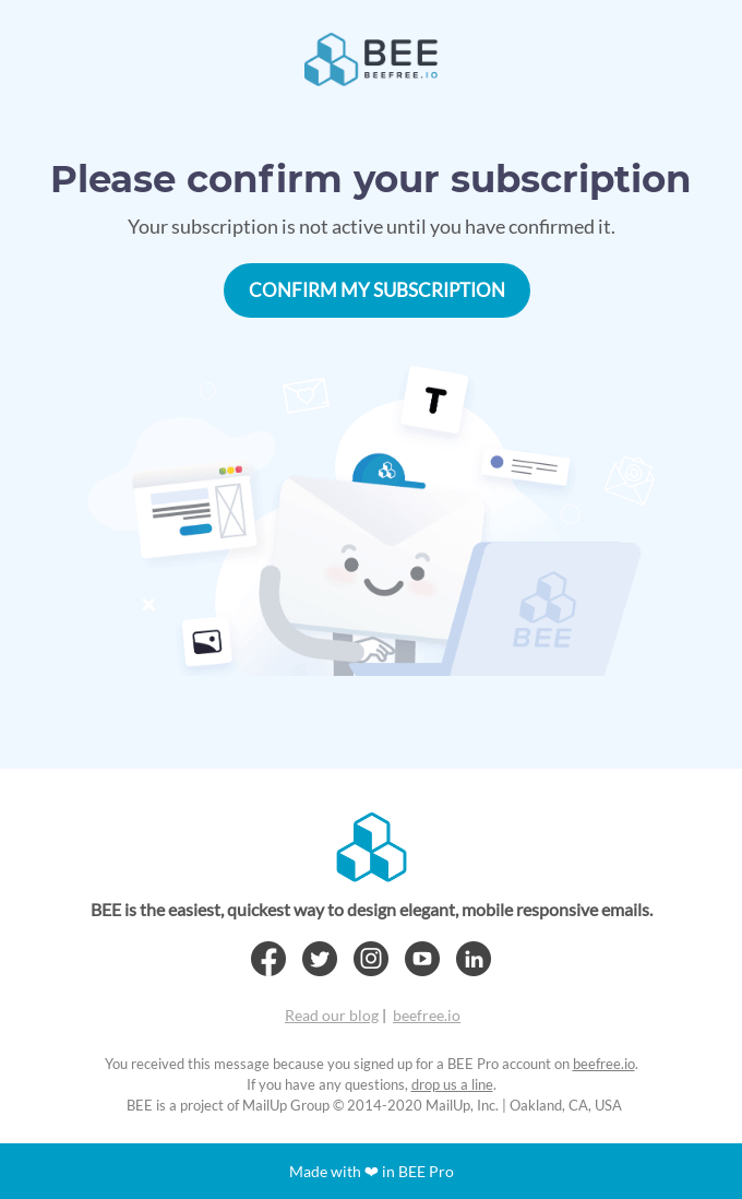 Please Confirm Your Subscription from beefree - Desktop Email View ...