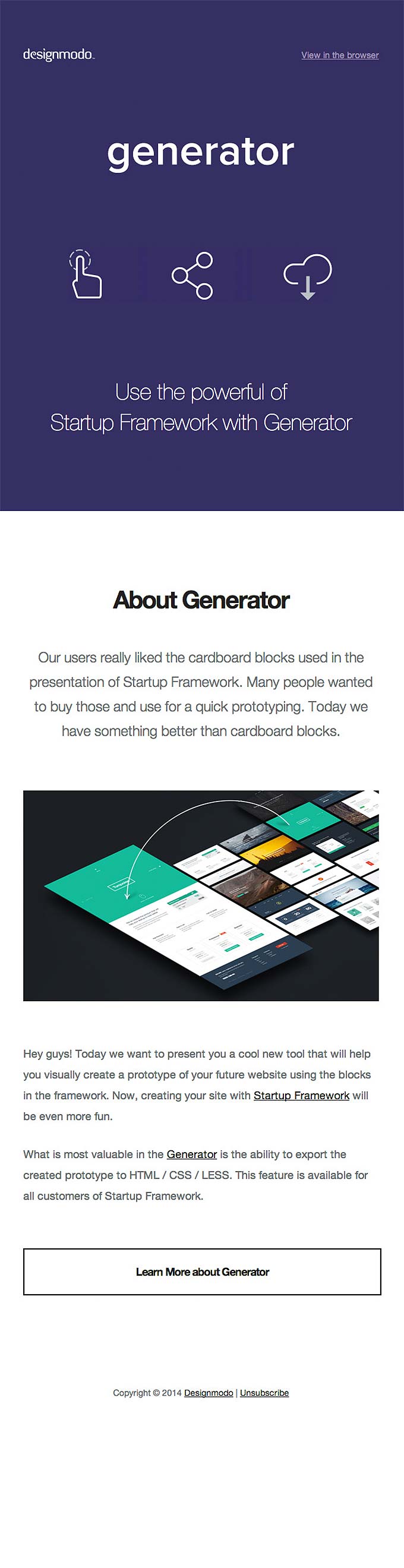 Product Feature Email Design from DesignModo from DesignModo - Desktop ...