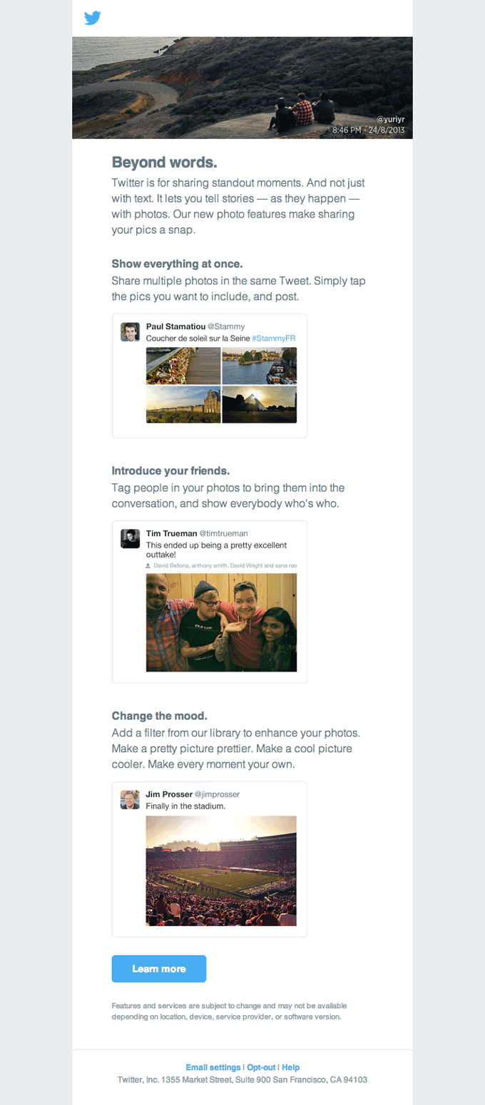 Promotional Email Design about Photos from Twitter from Twitter ...
