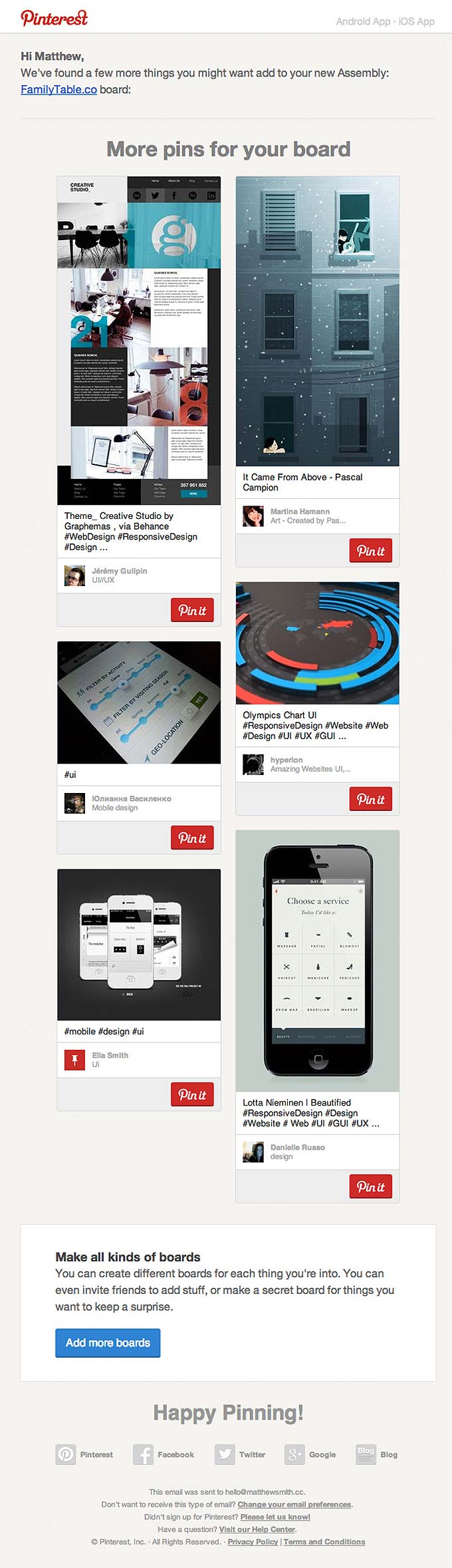 Retention Email Design from Pinterest from Pinterest - Desktop Email ...