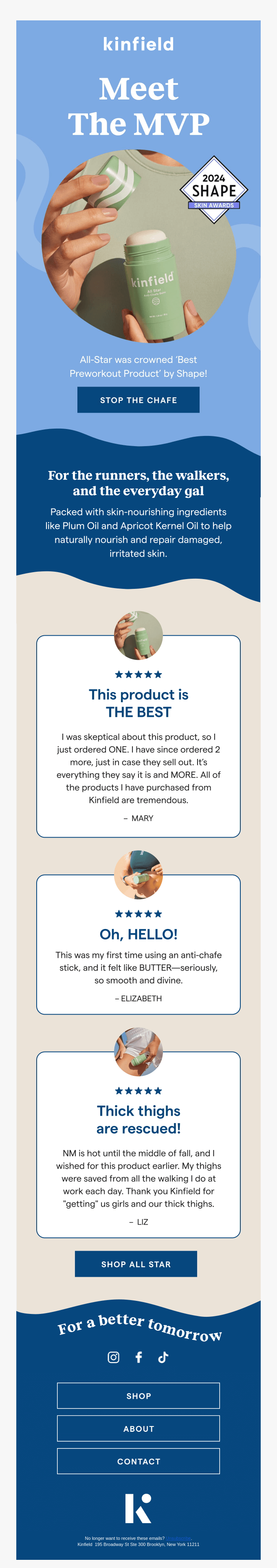 “Seriously, so smooth & divine” from Kinfield - Desktop Email View ...