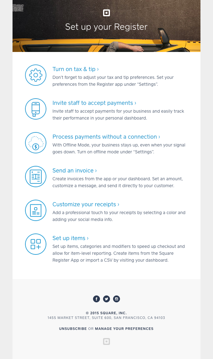 Onboarding – Set Up Your Register from Square - Desktop Email View ...