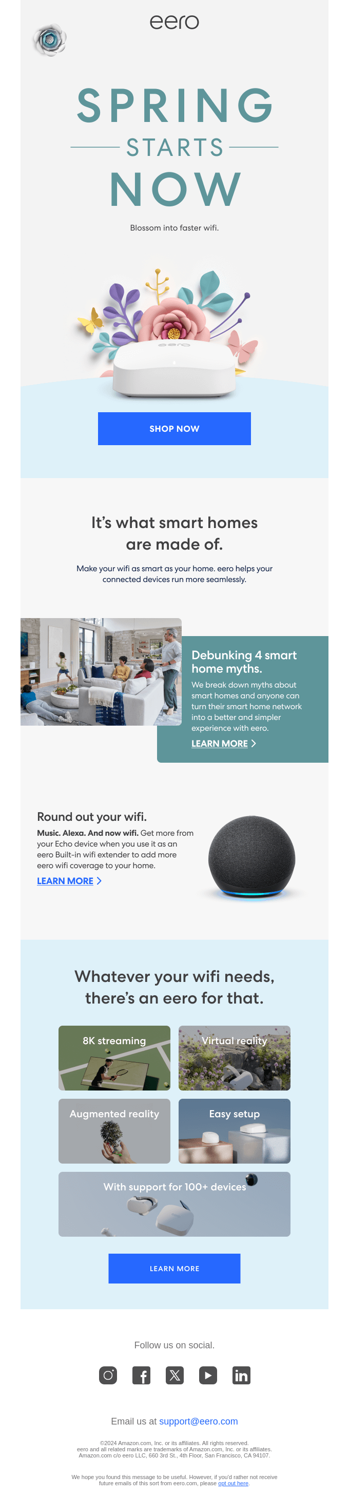 Spring into faster wifi from eero - Desktop Email View | Really Good Emails