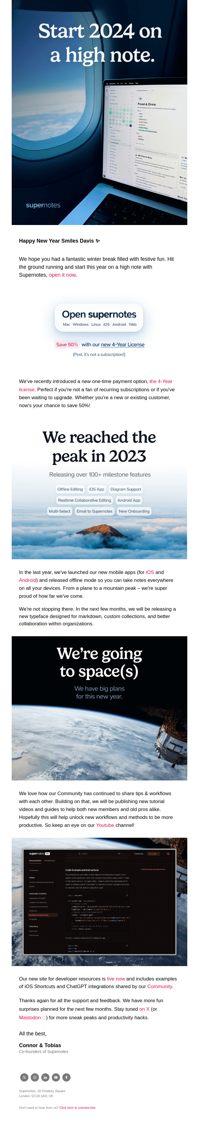 Start 2024 on a high note from Supernotes - Desktop Email View | Really ...