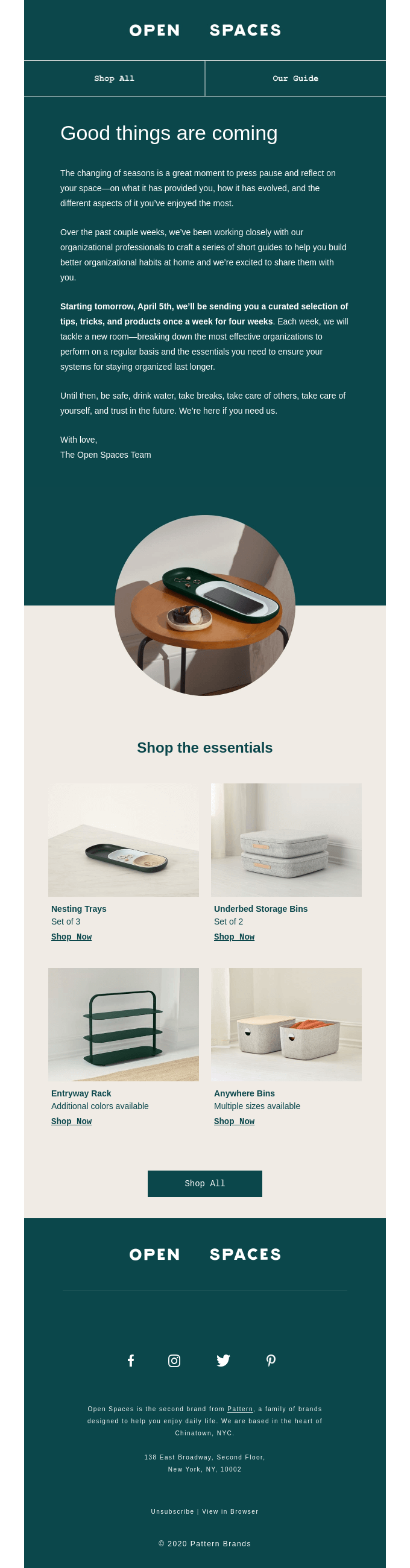 Starting Tomorrow—A Spring Refresh 🏡 from Open Spaces - Desktop Email ...