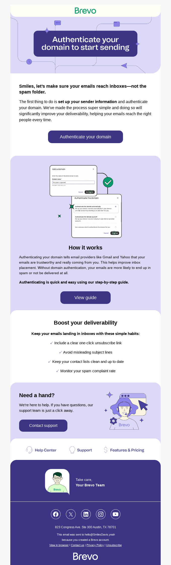 Step 1: Reach your contacts' inbox 📩 from Brevo - Desktop Email View ...
