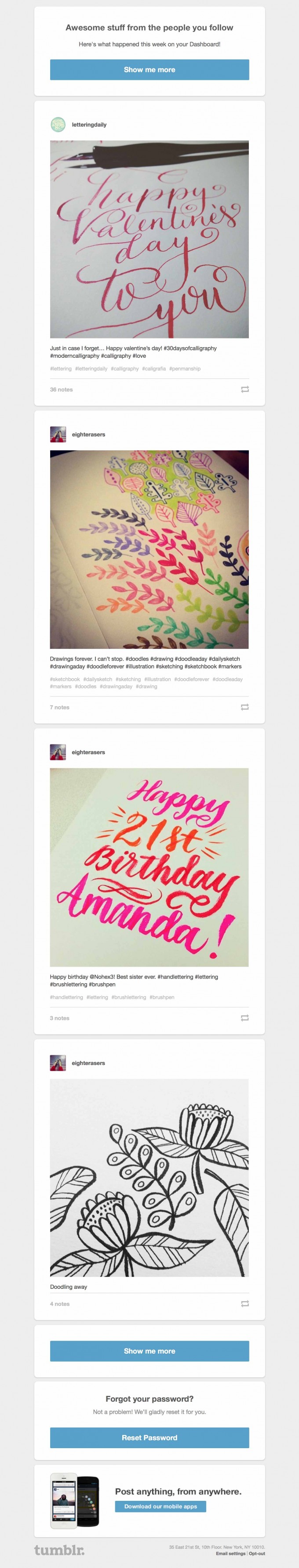 Subscription Email Design from Tumblr from Tumblr - Desktop Email View ...