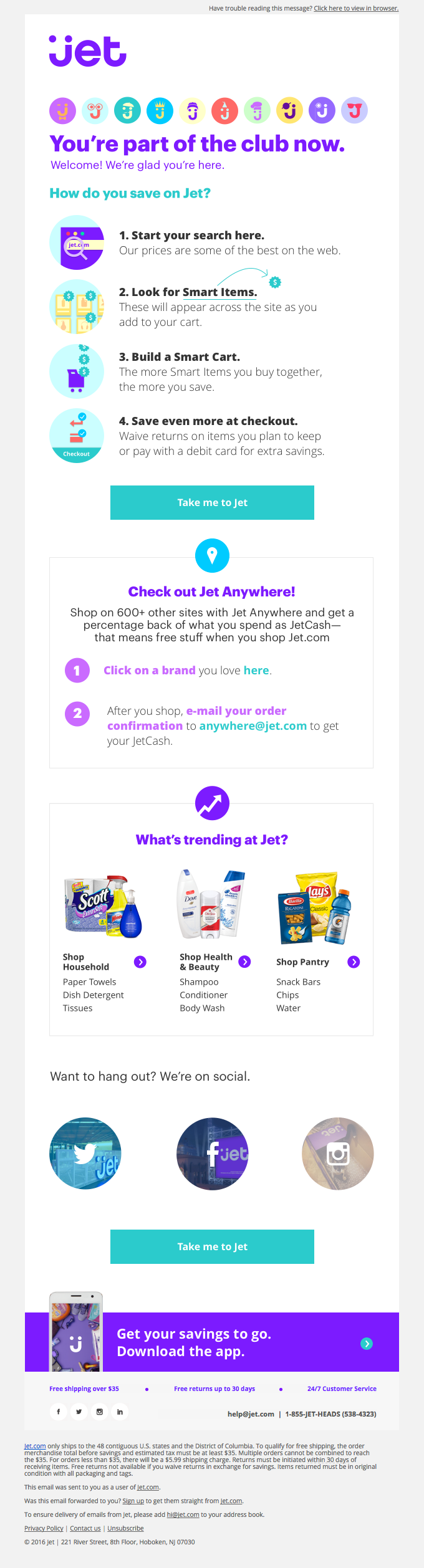 Thanks for joining the club from Jet.com - Desktop Email View | Really ...