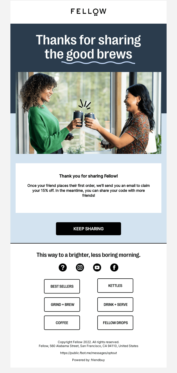 Thanks for sharing Fellow from Fellow - Desktop Email View | Really ...