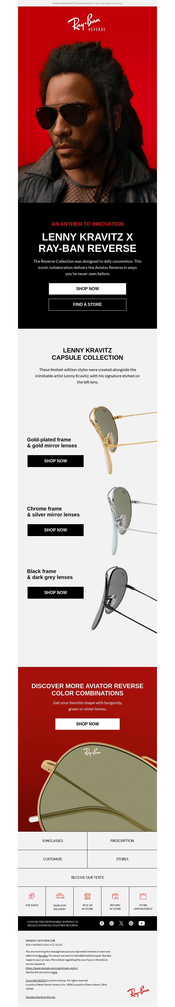 The Aviator Reverse, by Lenny Kravitz from Ray-ban - Desktop Email View ... The Aviator Reverse, by Lenny Kravitz from Ray-ban - Desktop Email View ...