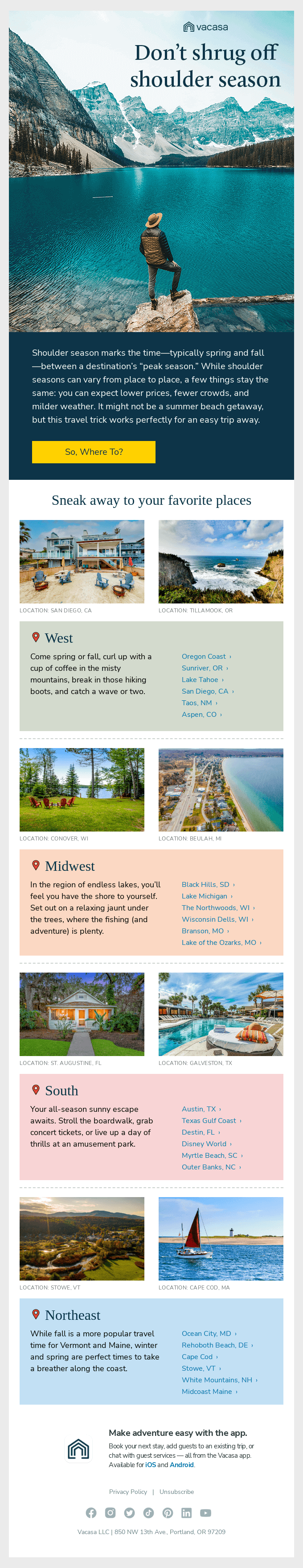 The best times to travel for less & with fewer crowds from Vacasa - Desktop Email View | Really ...