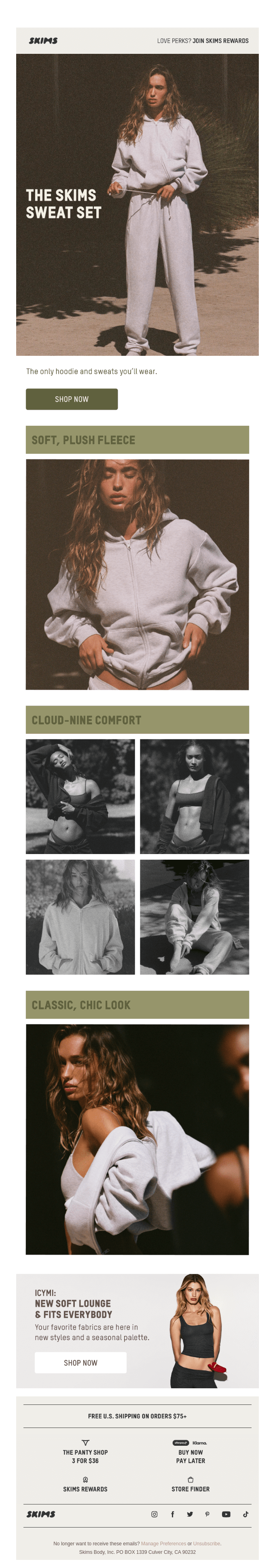 The SKIMS Sweat Set from SKIMS - Desktop Email View | Really Good Emails