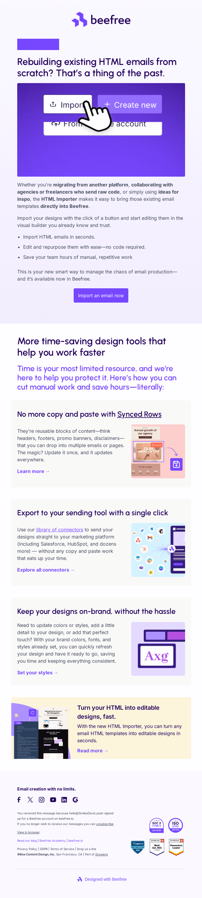 Turn email HTML into editable designs — in seconds 🚀 from beefree ...