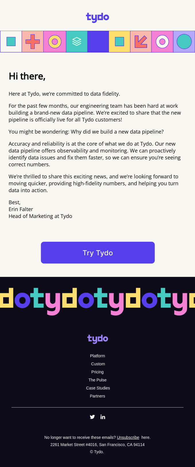 Tydo’s commitment to data fidelity from Tydo - Desktop Email View ...
