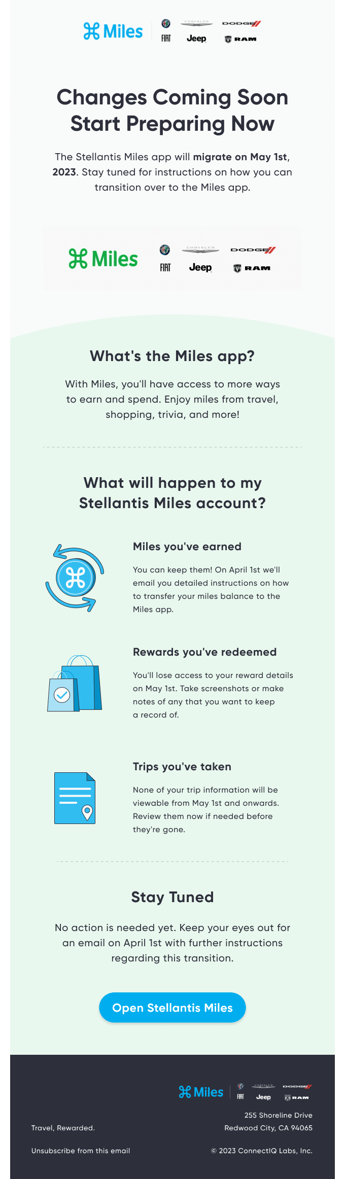 Update on your Stellantis Miles account from Miles - Desktop Email View ...