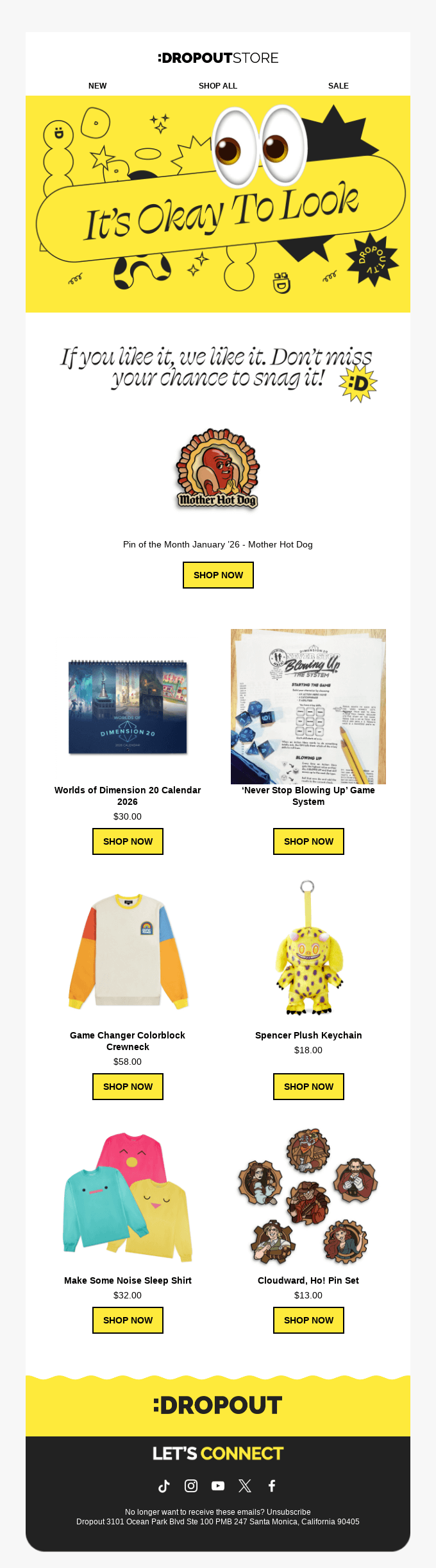 We caught you peeping! 👀 from Dropout store - Desktop Email View ...