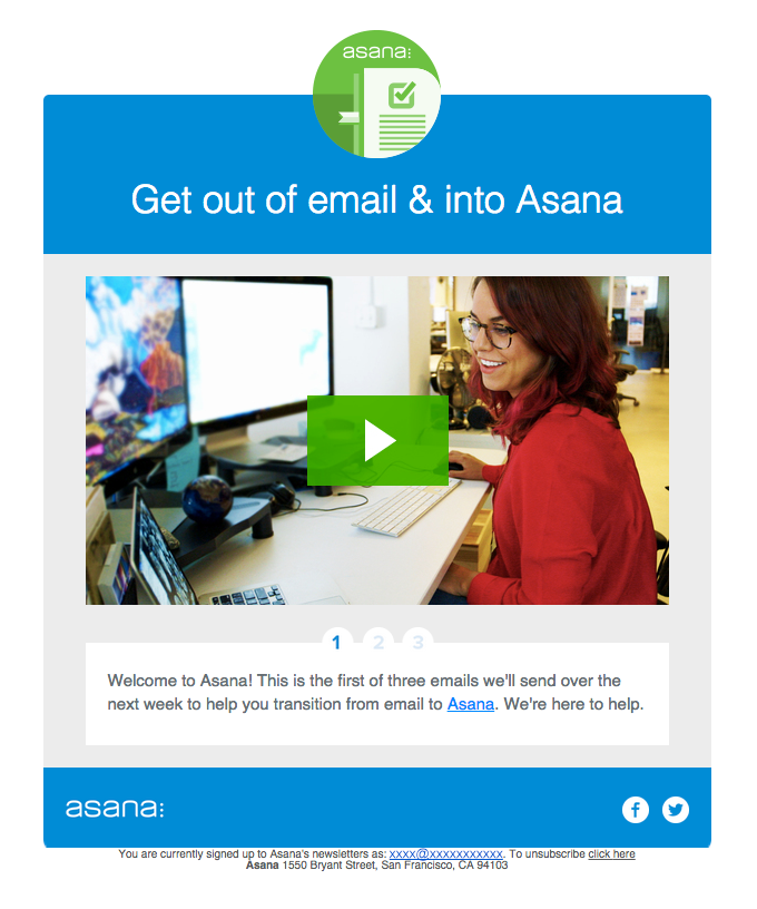 Welcome to Asana from Asana - Desktop Email View | Really Good Emails