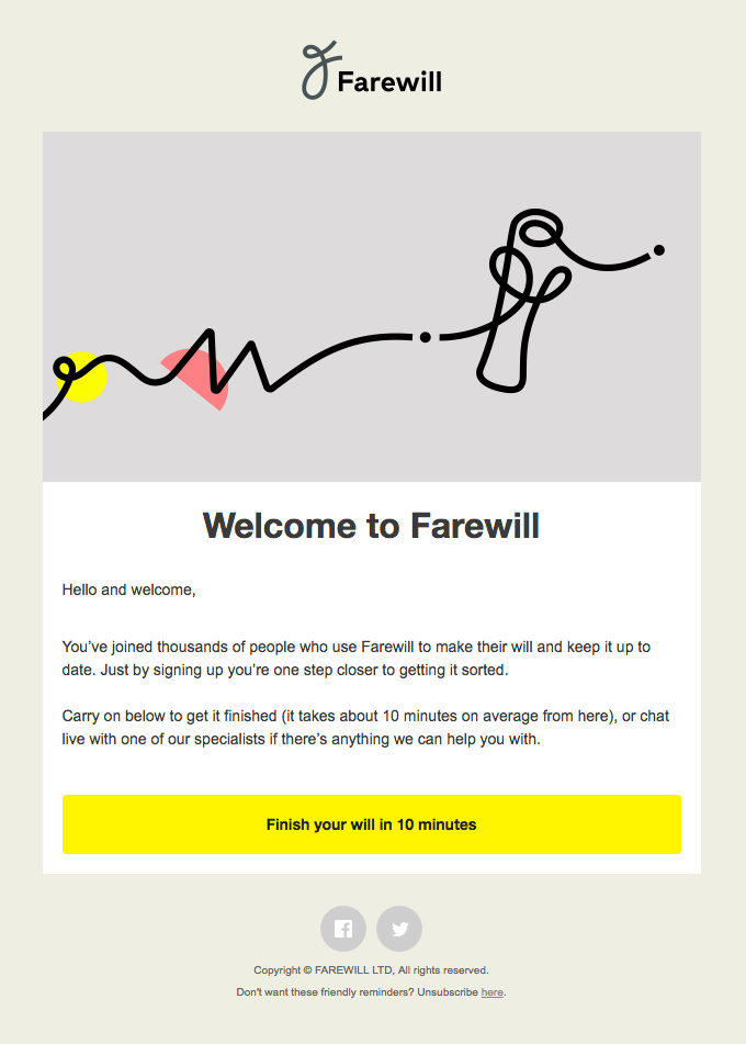 Welcome to Farewill from Farewill - Desktop Email View | Really Good Emails