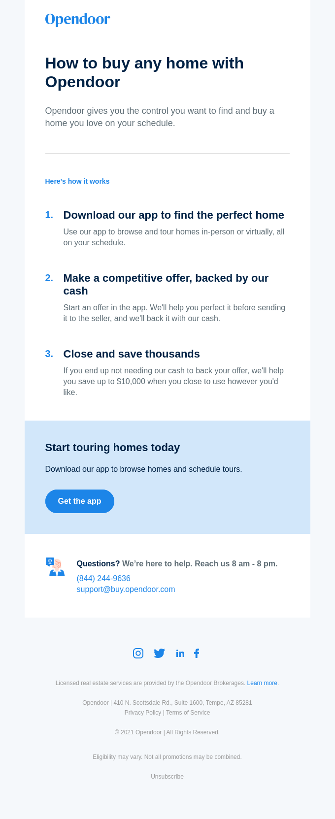 Wondering how Opendoor works? from Opendoor - Desktop Email View ...
