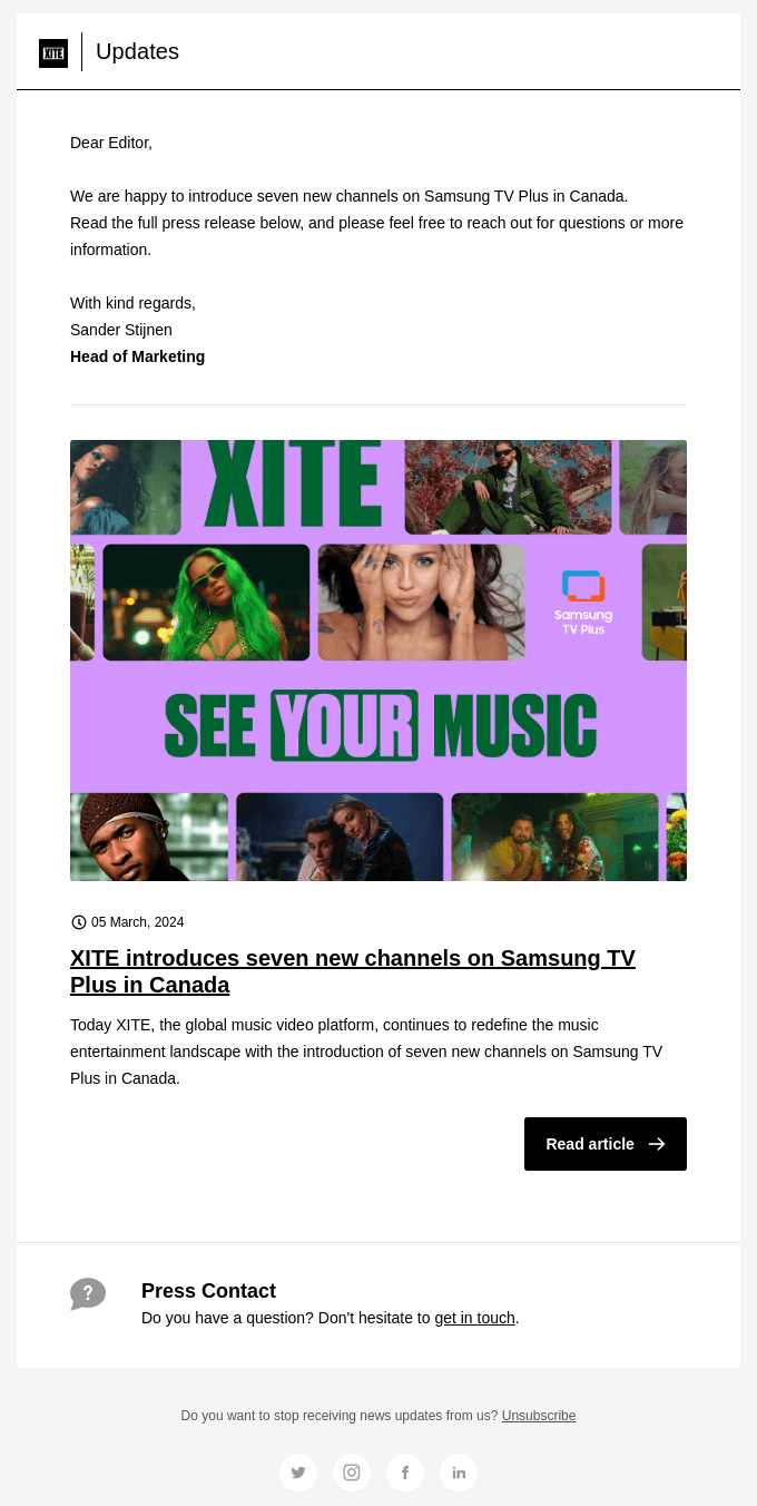 XITE introduces seven new channels on Samsung TV Plus in Canada from ...
