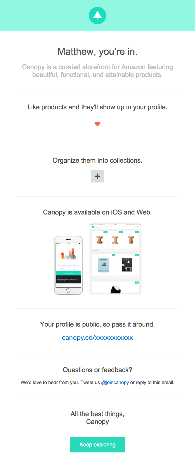 You’re all set — Info View | Really Good Emails