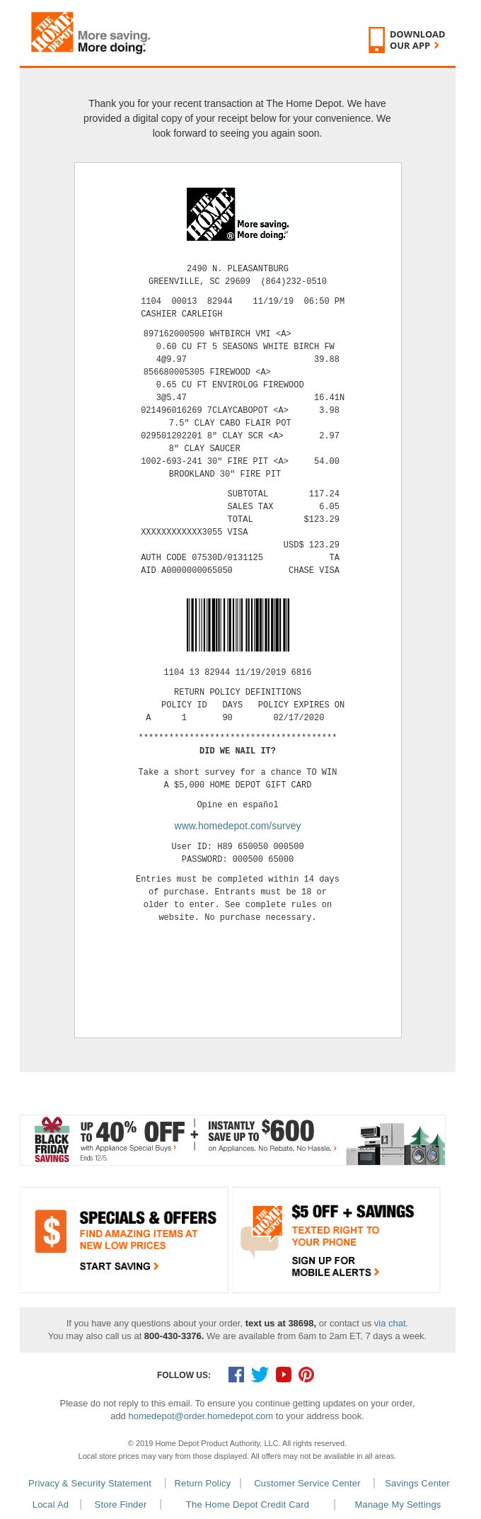 Your Electronic Receipt From The Home Depot Desktop Email View Your Electronic Receipt From The Home Depot Desktop Email View