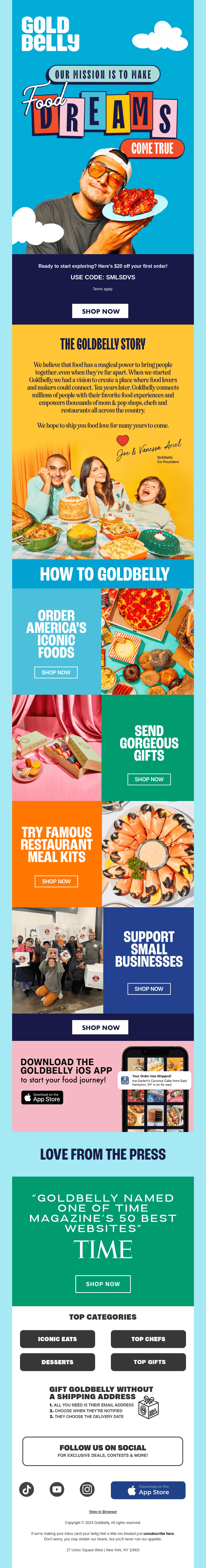 Your Guide to Goldbelly! Welcome, Food Explorer — Info View | Really ...