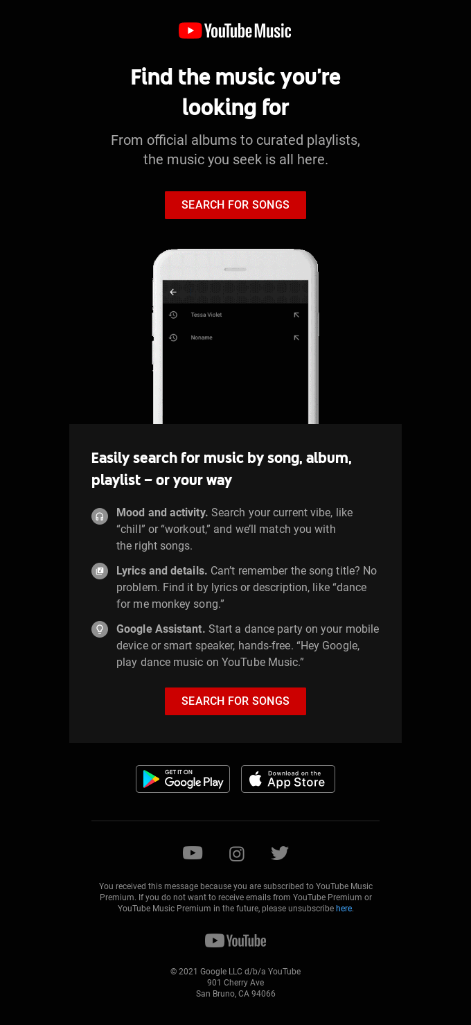 Your music is here from YouTube - Desktop Email View | Really Good Emails