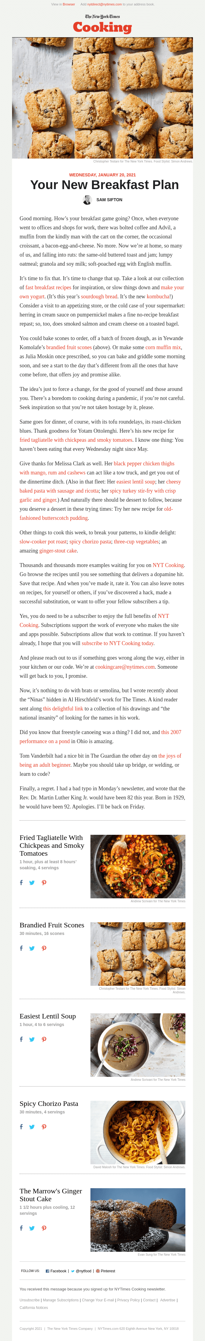 Your New Breakfast Plan from The New York Times - Desktop Email View ...